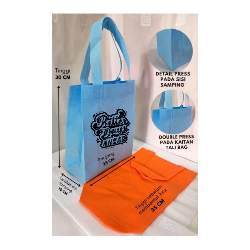 Jual TAS / TOTEBAG SPUNBOND Handle Box + SABLON, Ukuran Tas 20x30cm ...