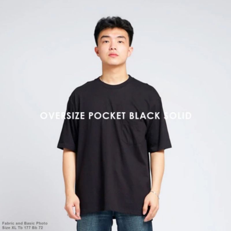 Jual Kaos Polos Pria Oversize Hitam Solid dengan Saku - Katun 24s ...