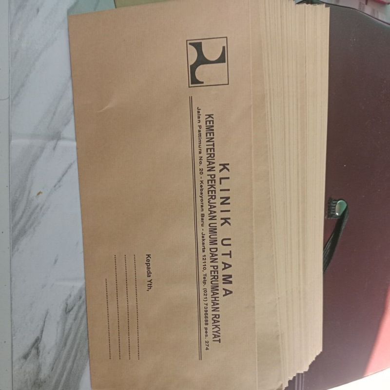 Jual Cetak Custom Kop Amplop Resmi Coklat Kabinet, Amplop Instansi, Amplop Perusahaan uk Kabinet ...