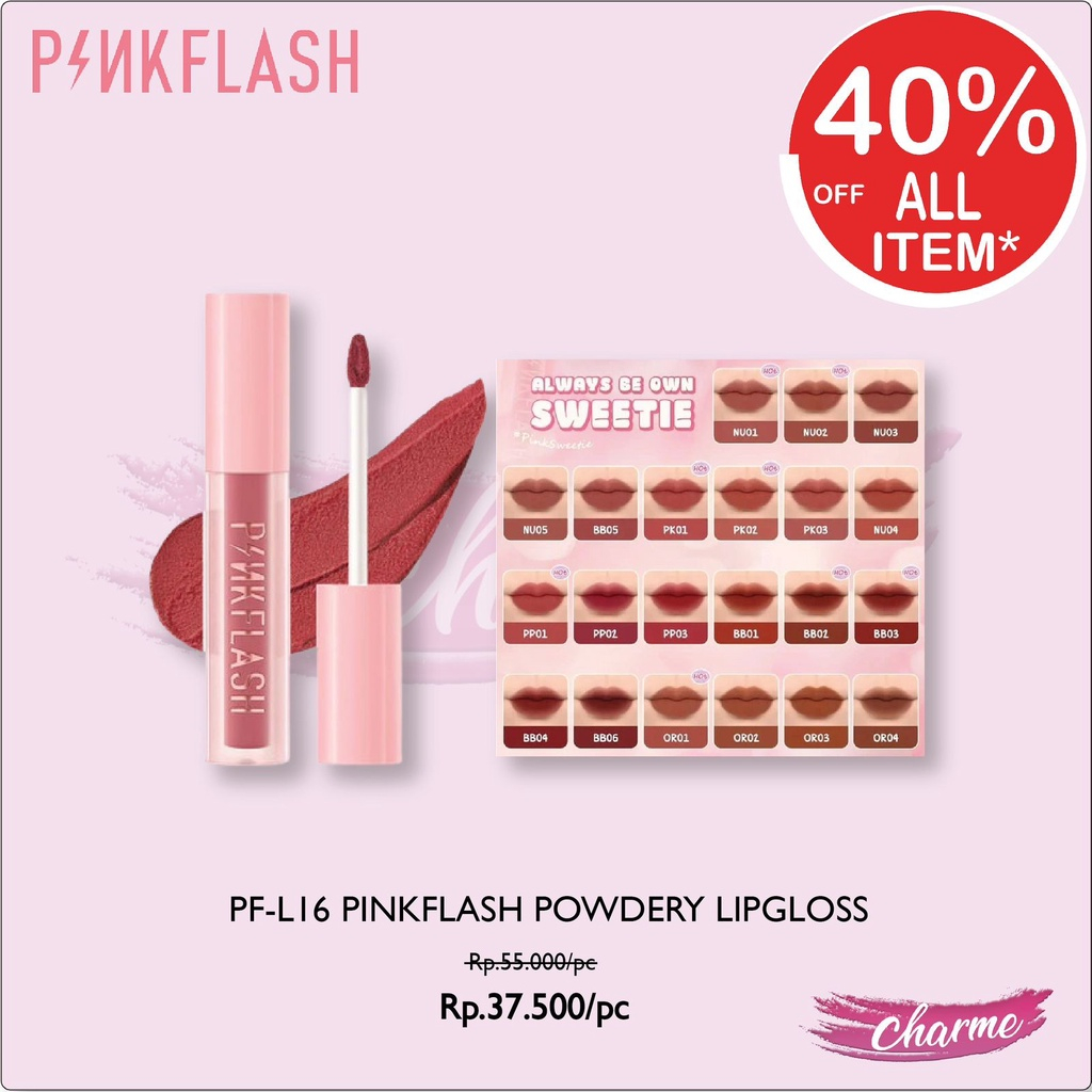 Jual (READY & ORI) Pinkflash Pink Flash Powdery Lipgloss Lip Gloss PF ...