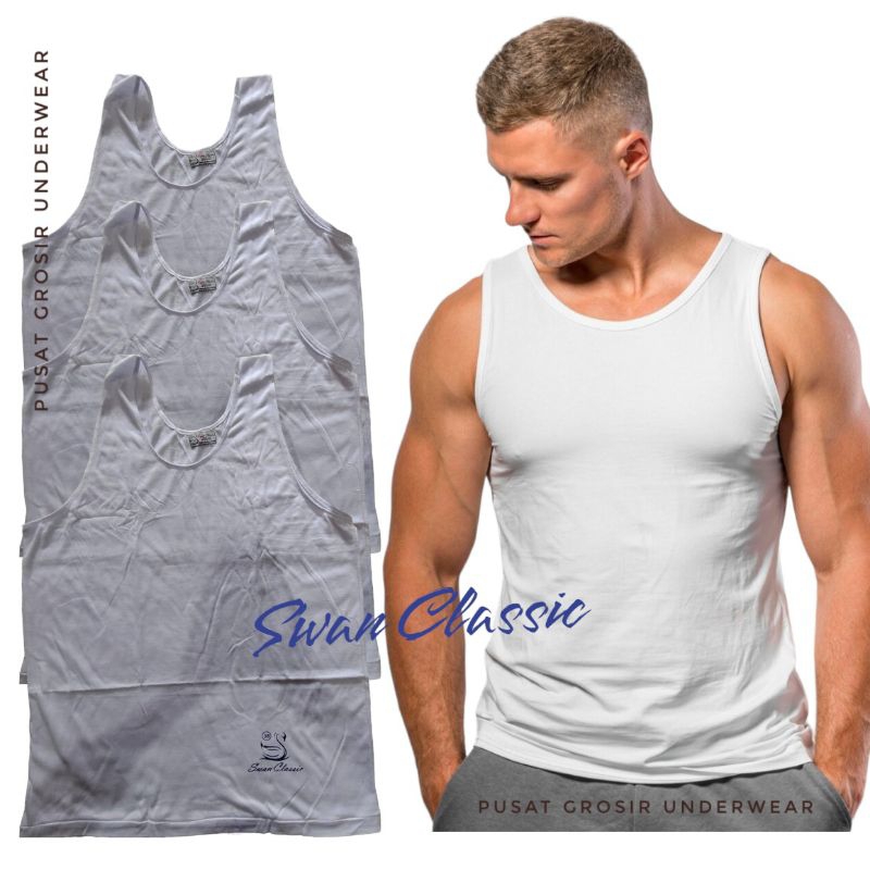 Jual SINGLET PUTIH PRIA/KAOS DALAM PUTIH PRIA KATUN SWAN (1PCS ...