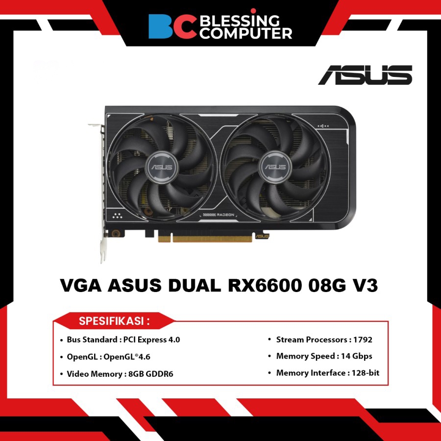 Jual VGA ASUS DUAL RX6600 08G V3 | Shopee Indonesia