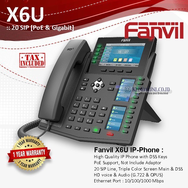 Jual Fanvil X6U Mid-Range IP Phone with DSS Keys [20 SIP - PoE ...
