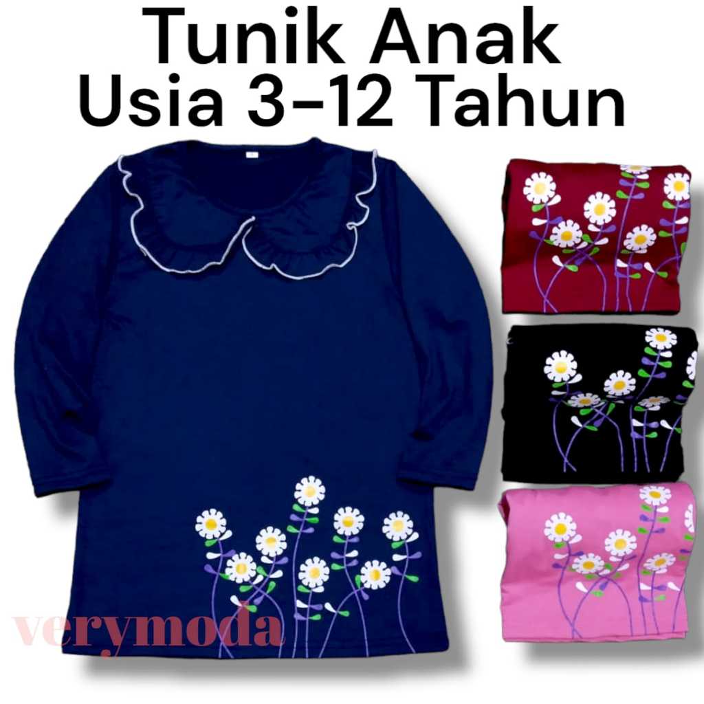 Jual Tunik Anak Perempuan Lengan Panjang / Kaos Harian Anak Perempuan ...