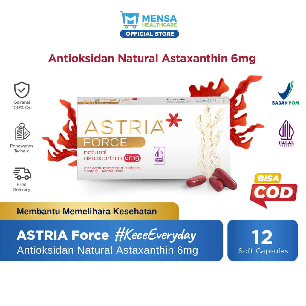 Jual ASTRIA Force Suplemen Antioksidan Natural Astaxanthin 6mg 1 Pack x ...