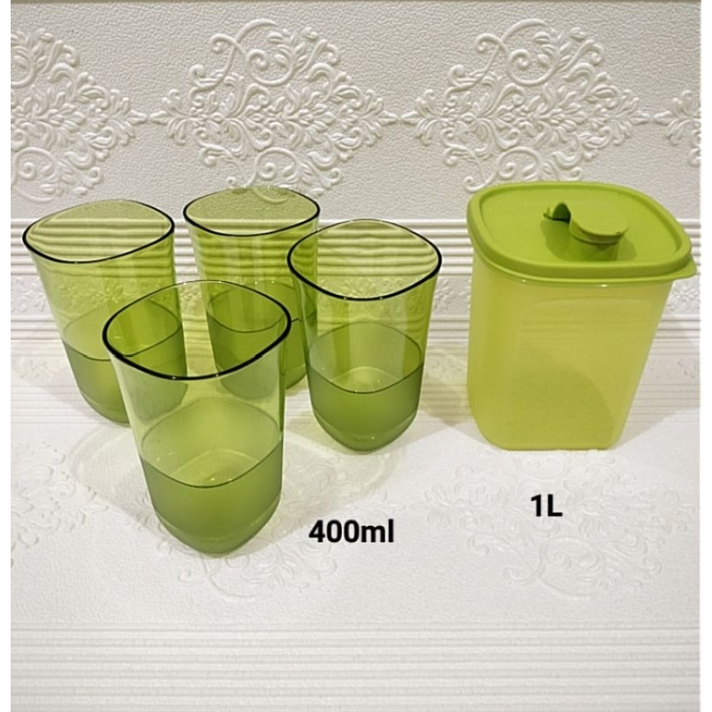 Jual Crystalin glass/gelas Tupperware/slime line/Tupperware hijau ...
