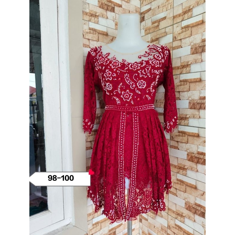 Jual Kebaya semiprancis model artis warna merah manggis | Shopee Indonesia