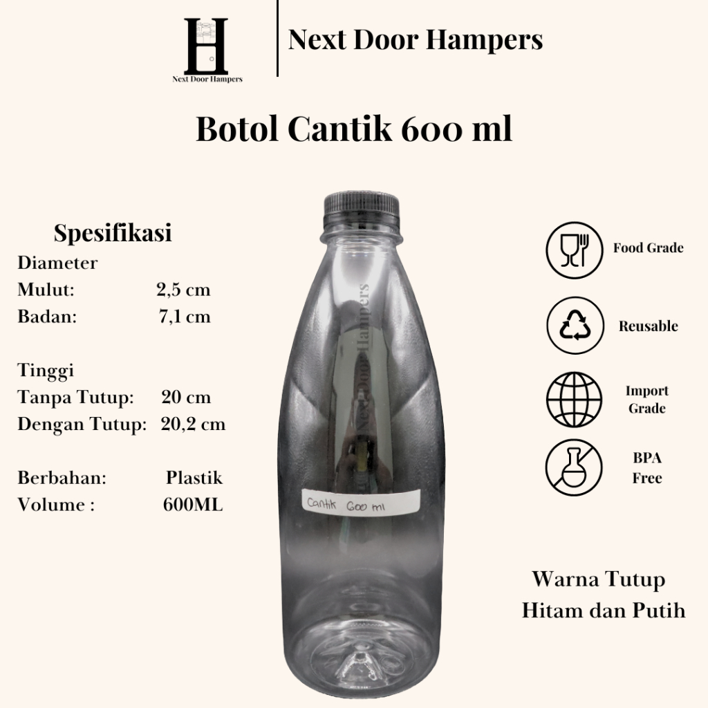 Jual Botol Cantik 600ML/ Botol plastik serbaguna/ Botol plastik untuk ...