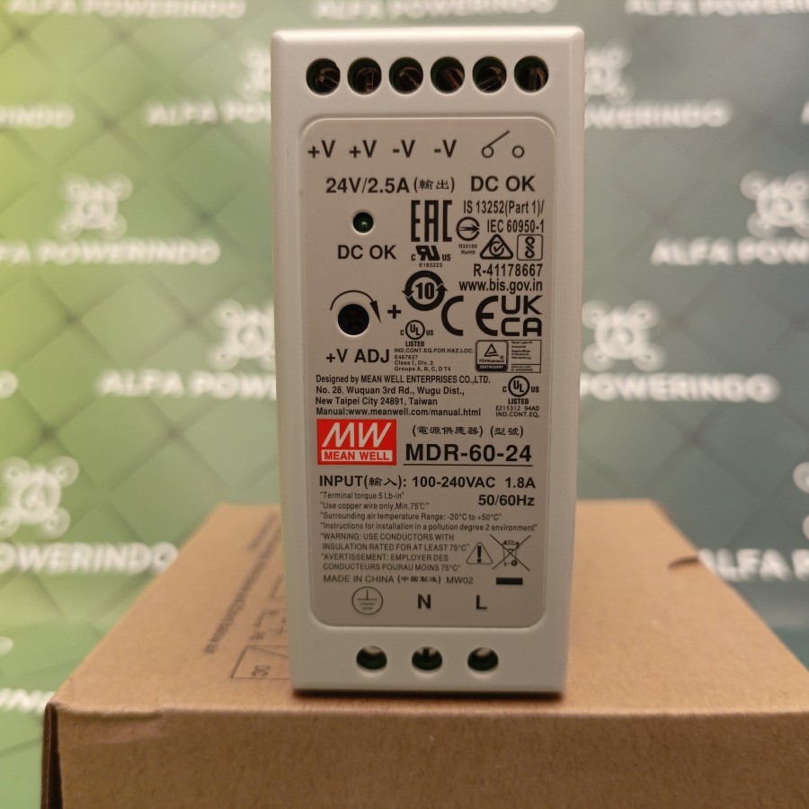 Jual MEAN WELL MDR 60-24 MEANWELL DIN RAIL POWER SUPPLY PSU | Shopee ...