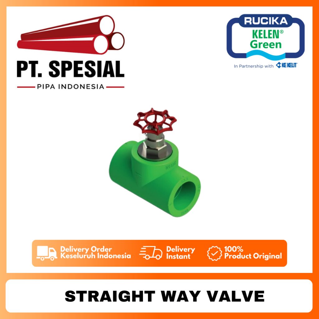 Jual Stop Valve PPR Rucika DN25 - 3/4" / Gate Valve PPR Rucika / Straight Way Valve - 10 ...