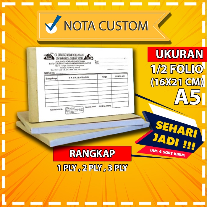 Jual Cetak Nota Custom rangkap 1 ply , 2 ply , 3 ply | Nota Faktur ...