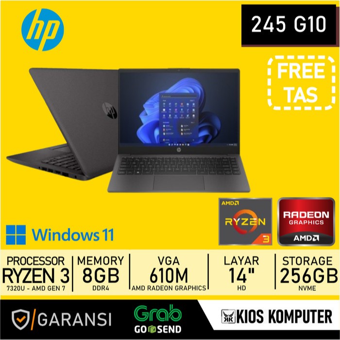 Jual HP 245 G10 RYZEN 3 7320U 8GB RAM 256GB STORAGE AMD RADEON GRAPHICS ...