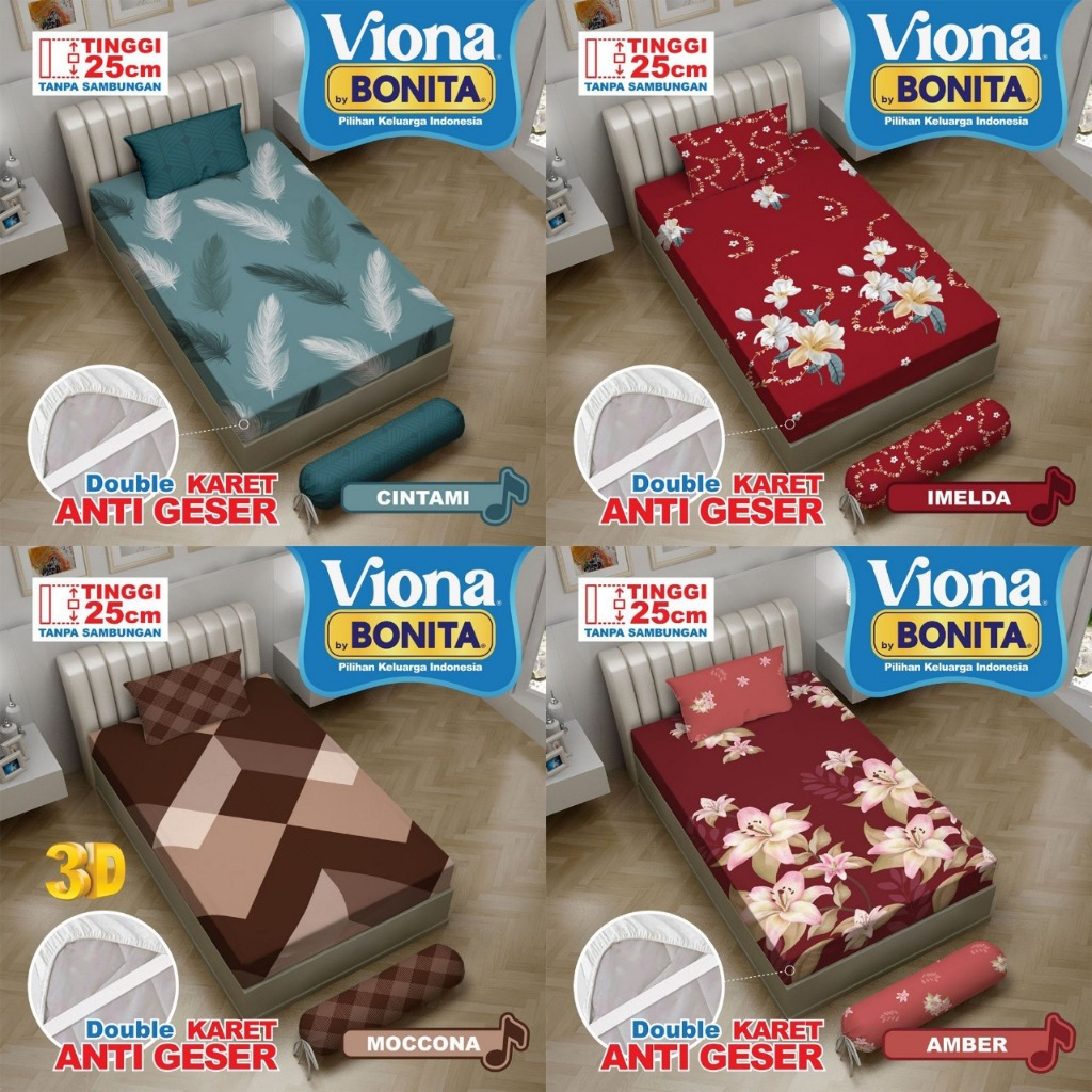 Jual Sprei Viona by Bonita Ukuran 120x200 Single T.25 Fitted Seprei ...