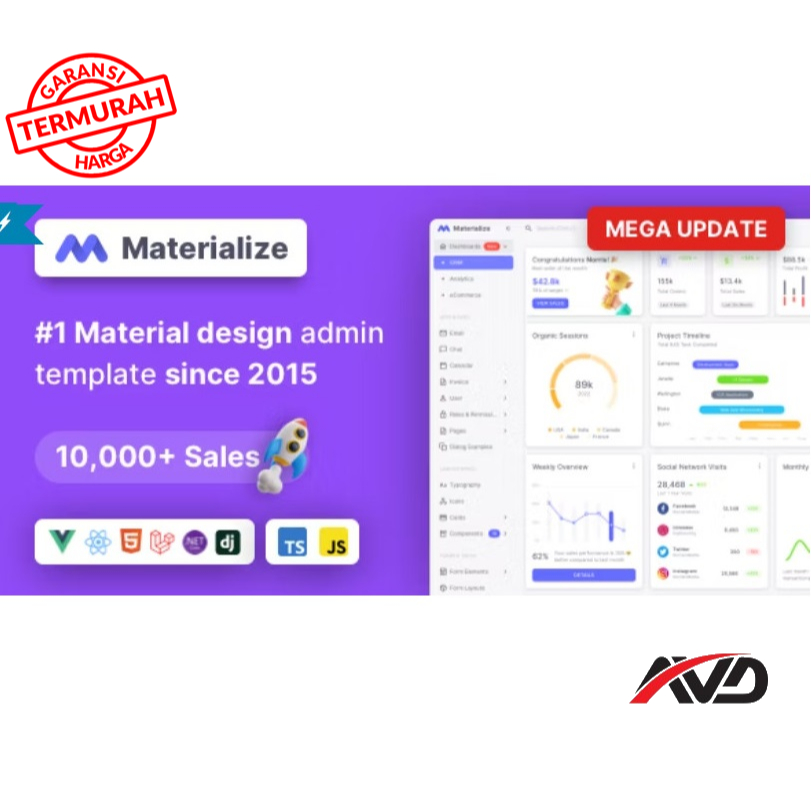Jual Materialize Nextjs Vuejs Html Laravel Django Aspnet 0644