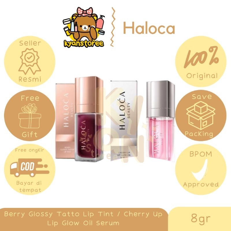 Jual HALOCA LIPS TINT TATTO / HALOCA CHERRY UP LIP GLOW OIL SERUM ...