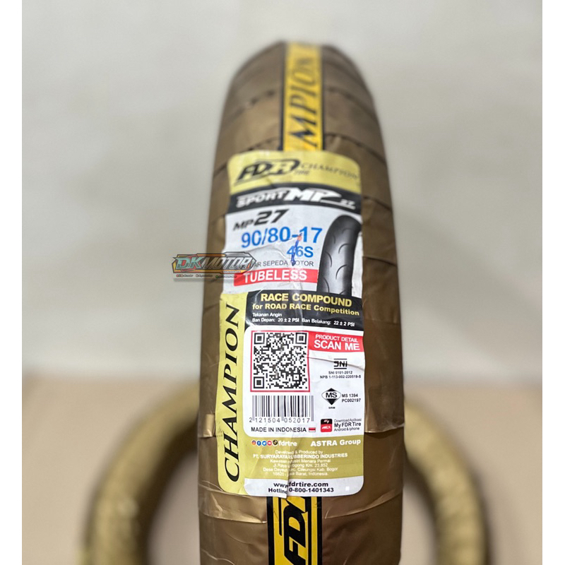 Jual Ban FDR Sport MP27 90 80 17 SoftCompound Tubeles Ban Road Race ...