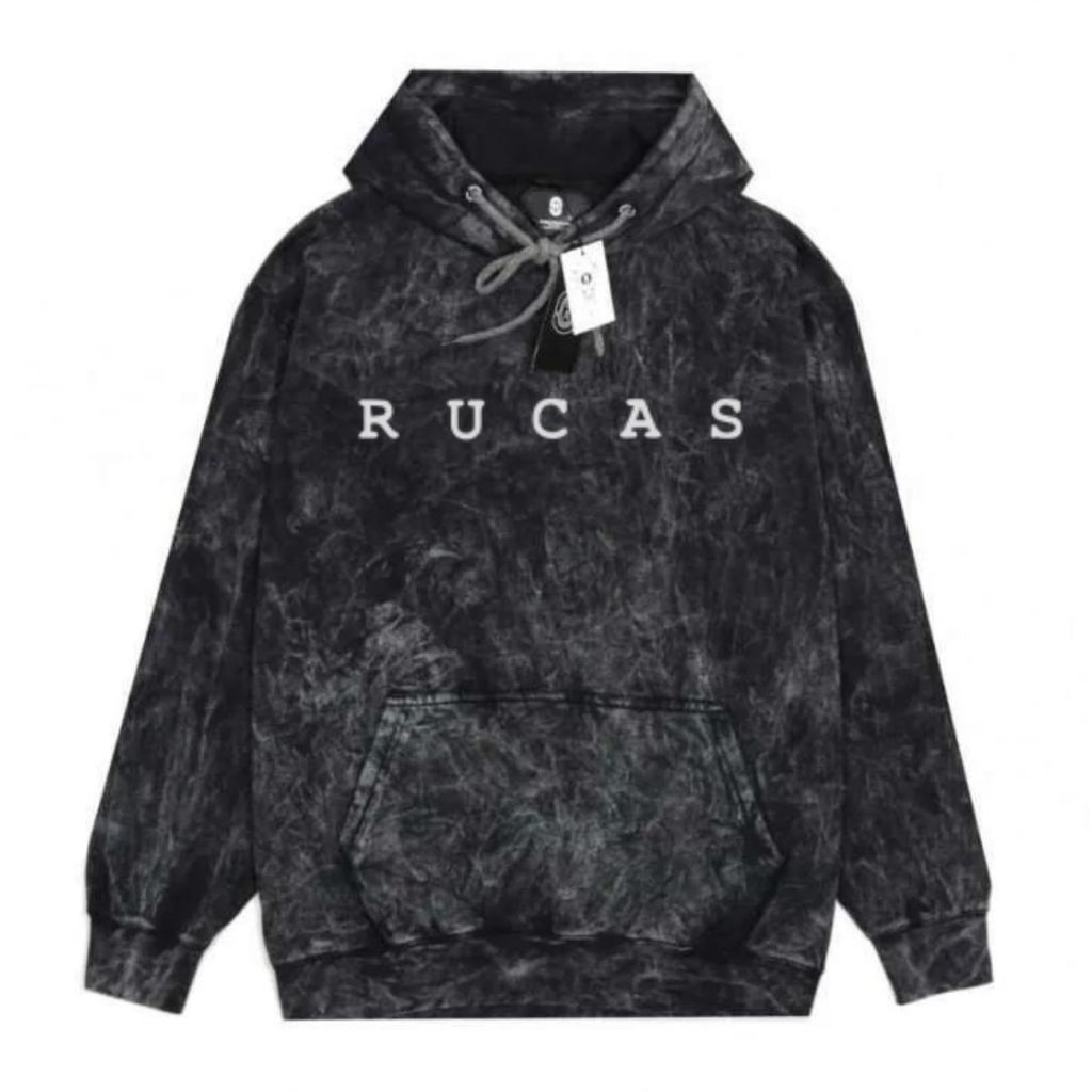 Jual Dazzkastore Sweater Hoodie Washing RUCAS Litle Text White Black ...
