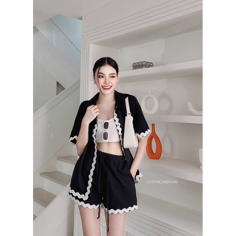 Jual Calista Set (Korean Short Sleeve Shirt Shorts Set Cotton Candy Import Bangkok) | Shopee ...