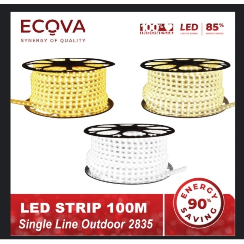 Jual LAMPU LED STRIP ECOVA 2835 SINGLE LINE WARNA PUTIH @100M | Shopee ...