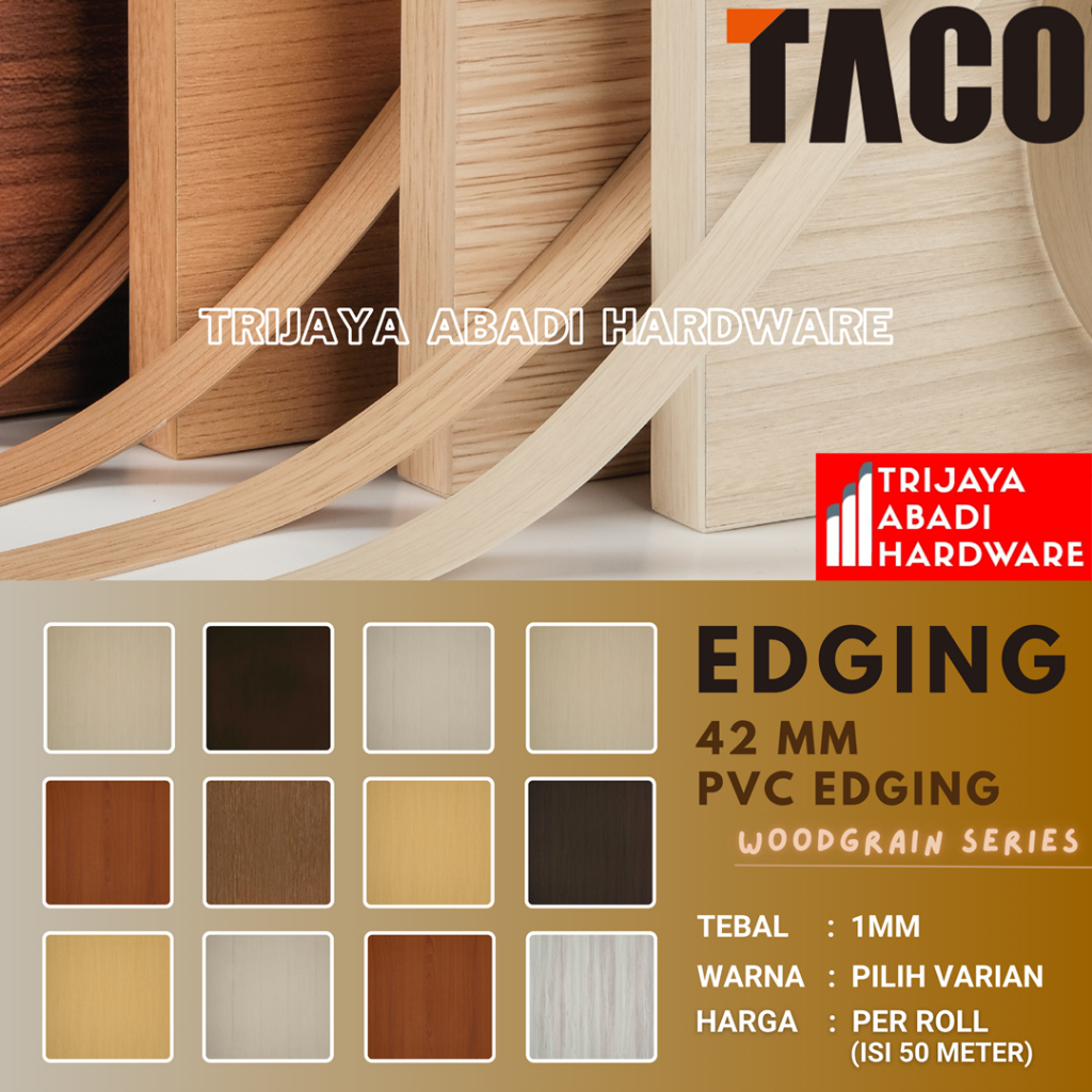 Jual Taco Pvc Edging 42mm W 130 - 5011 Woodgrain 50m Pelapis Furniture Laminate roll | Shopee ...