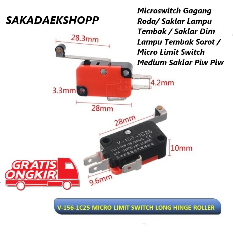 Jual Microswitch Gagang Roda/ Saklar Lampu Tembak / Saklar Dim Lampu Tembak Sorot / Micro Limit ...