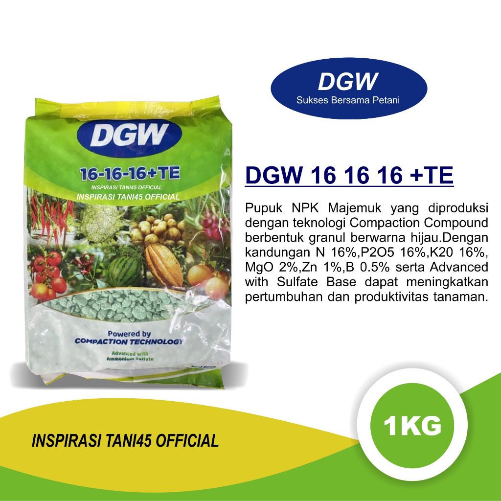 Jual Npk Dgw 16 16 16 1kg Pupuk Npk Dgw 16 16 16 Te Pupuk Penyubur