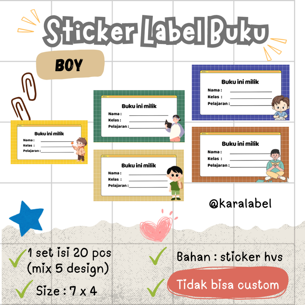 Jual 20 Pcs Sticker Mapel/ Book Label Sticker /Stiker label Nama Buku ...