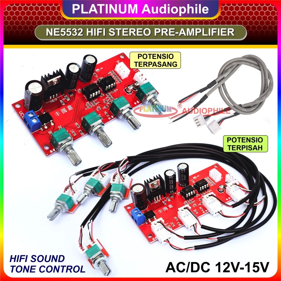 Jual Tone Control NE5532 Hifi Stereo Audio Pre Amplifier Preamp TC-297 ...