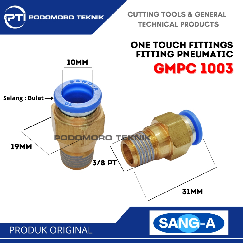 Jual SANG-A Pneumatic GMPC 1003 Fitting Lurus Selang 10 Drat PT 1/4 Sambungan Selang Fitting ...