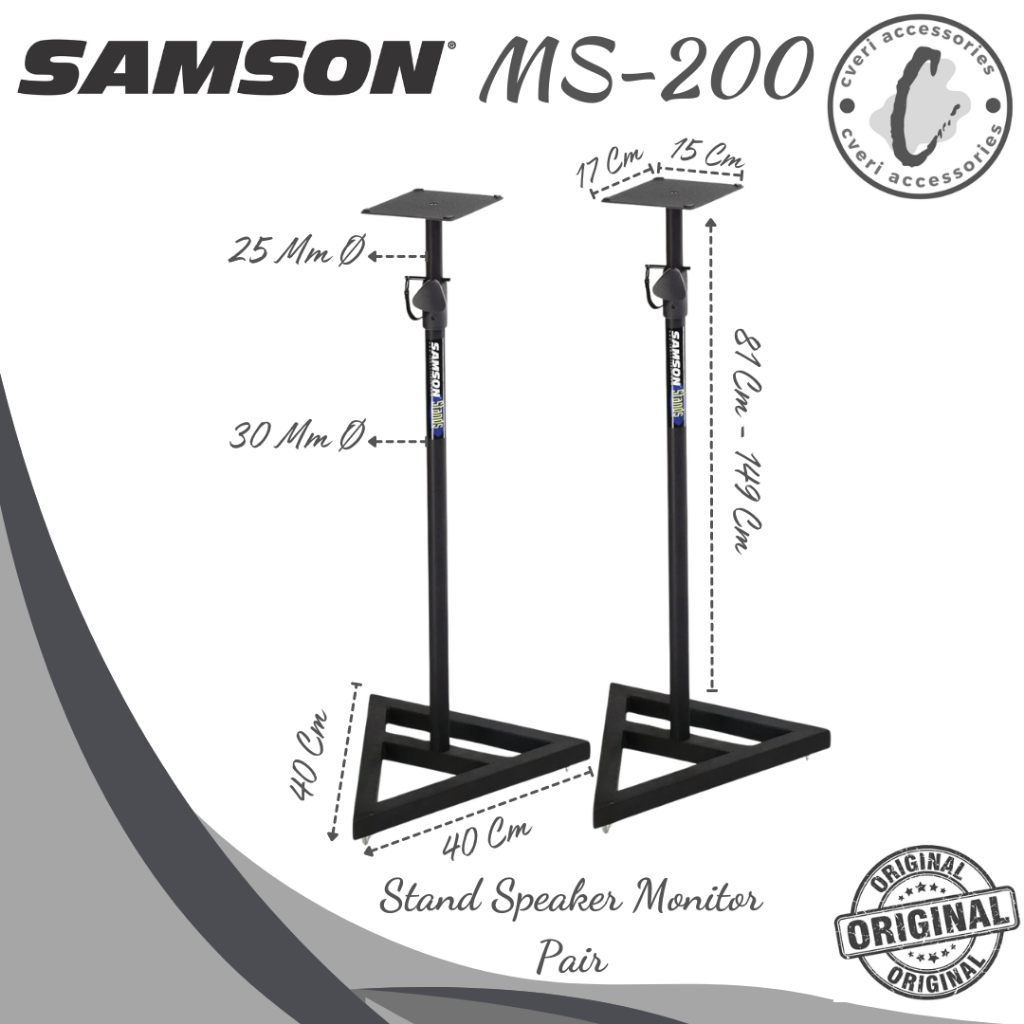 Jual Samson MS200 Stand Speaker Monitor Studio Pair Original MS-200 ...