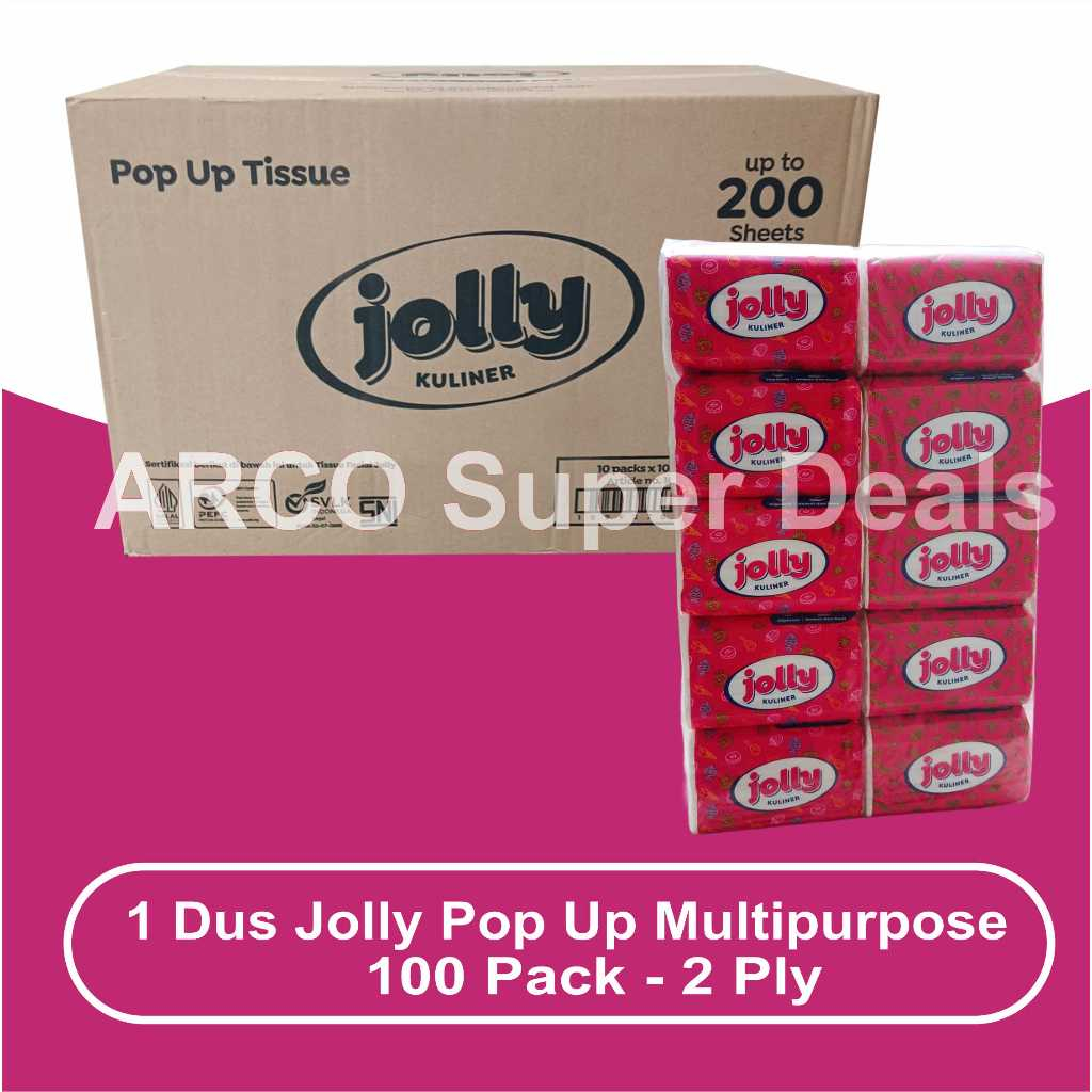 Jual 1 DUS Tissue Jolly Pop Up Multipurpose 200 Sheets 2 Ply - isi 100 ...
