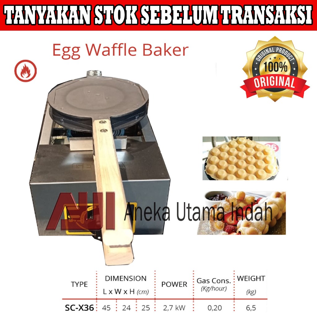 Jual Getra SC-X36 Stainless Steel Gas Egg Waffle Baker Waffle Berbentuk ...