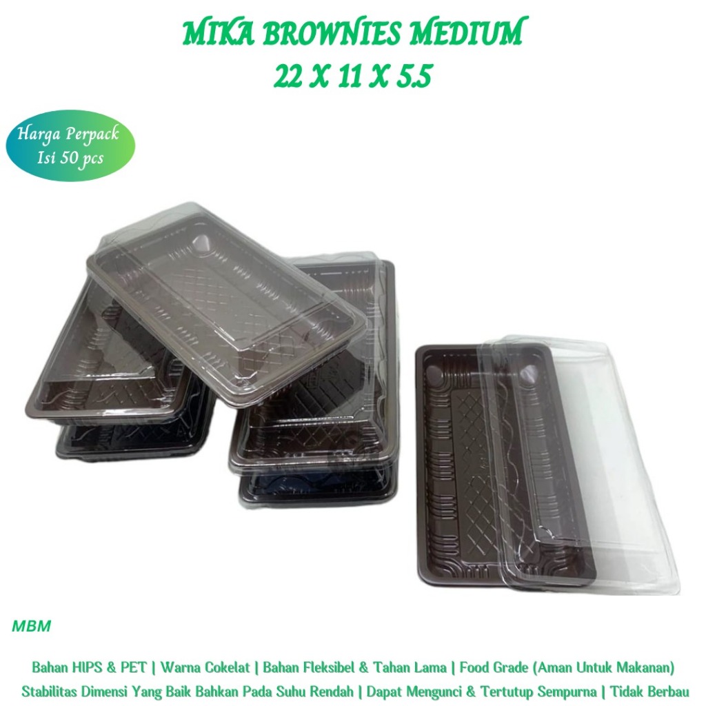 Jual Mika Tray Brownies Medium Plastik PET Hitam Wadah Kue Bolu Gulung ...