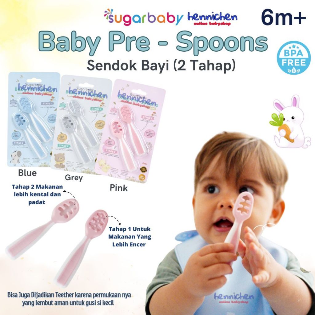 Jual Sugar Baby Pre-Spoon 2 Stages Sendok Belajar Bayi BPA FREE / Training Pre Spoon / Peralatan ...