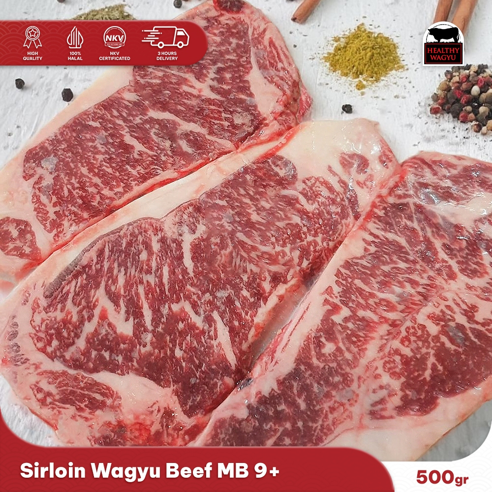 Jual Sirloin Wagyu Beef Steak Mb9+ 500gr Healthy Wagyu | Shopee Indonesia