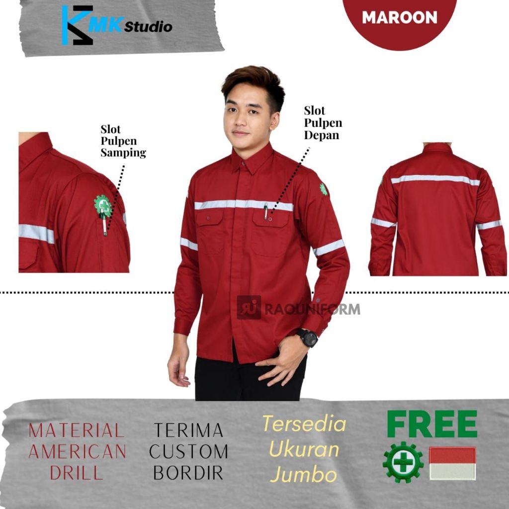 Jual Seragam karyawan safety kemeja lengan panjang seragam proyek ...