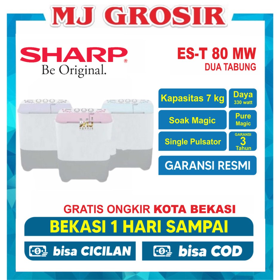 Jual MESIN CUCI SHARP EST 80 MW 7KG 2 TABUNG 80MW 7 KG PURE MAGIC LOW ...