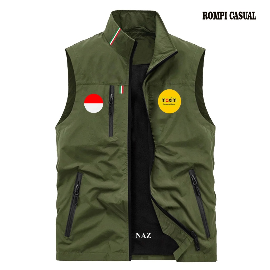 Jual rompi vest taslan Maxim Waterproof Jaket Rompi Parasut Logo Maxim ...