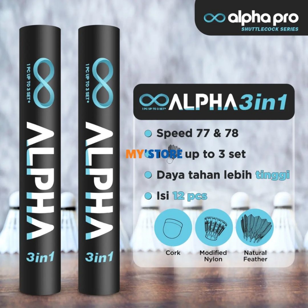 Jual Shuttlecock Alpha 3 in 1 Alpha Eco Alpha Play Alpha Black Alpha X ...