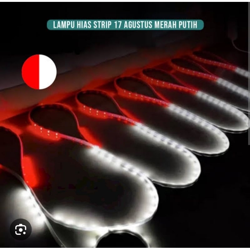 Jual Paket Lengkap Tinggal Pasang/Colok Lampu Led Strip Merah Putih Meteran 220V Kedap Kedip ...