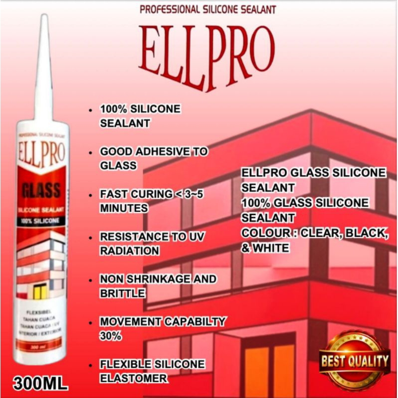 Jual Lem Kaca/Aquarium/Wall-Panel/UPVC ELLPRO GLASS SILICONE SEALANT ...