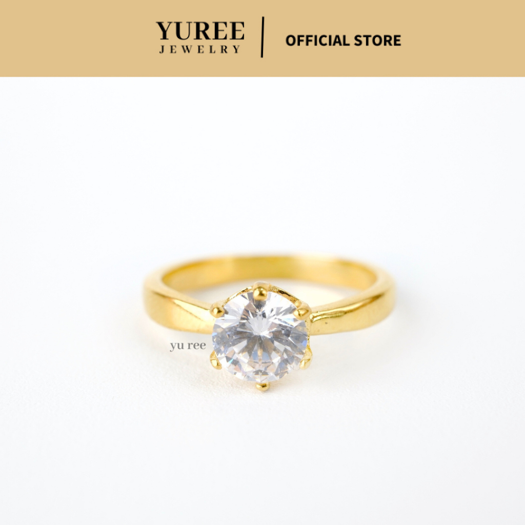 Jual YUREE • Olivia Ring • Cincin Solitaire Permata Satu Titanium ...