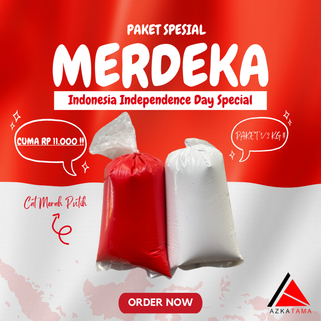 Jual AZKATAMA PAINT Paket Kemerdekaan Cat tembok merah dan putih 1/2 kg ...