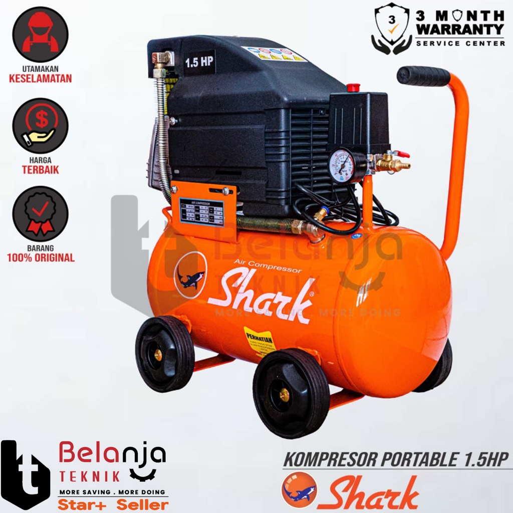 Jual Shark 1.5 HP 24 Liter Kompresor Angin Portable Air Compressor with ...