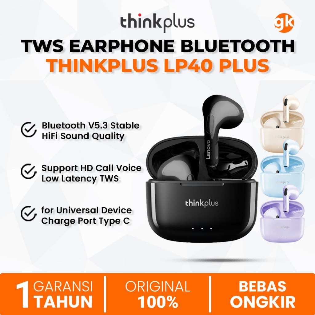 Jual THINKPLUS LP40 Plus TWS Earphone Bluetooth 5.3 Headset Earbuds ...