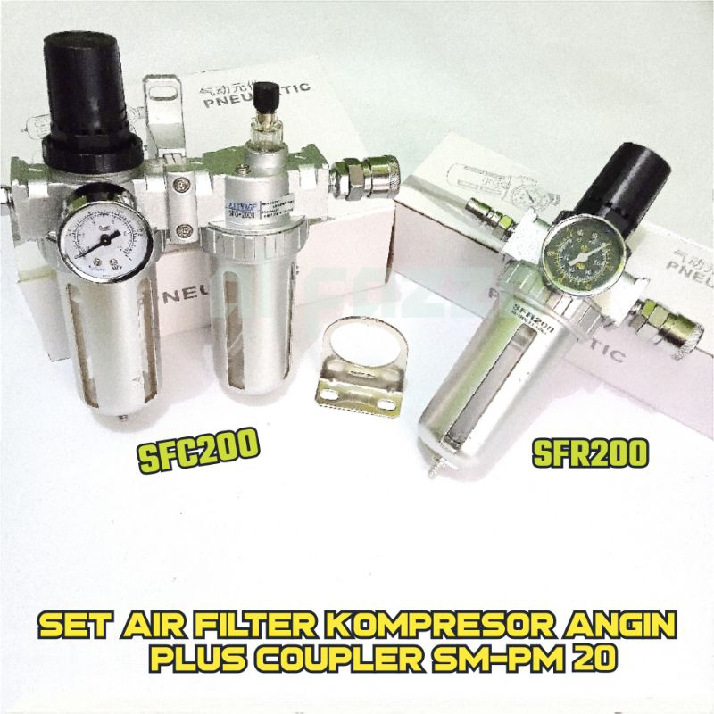 Jual Air Filter Regulator SFC200 & SFR200 Pengatur Tekanan Kompresor Udara Dengan Coupler SM ...