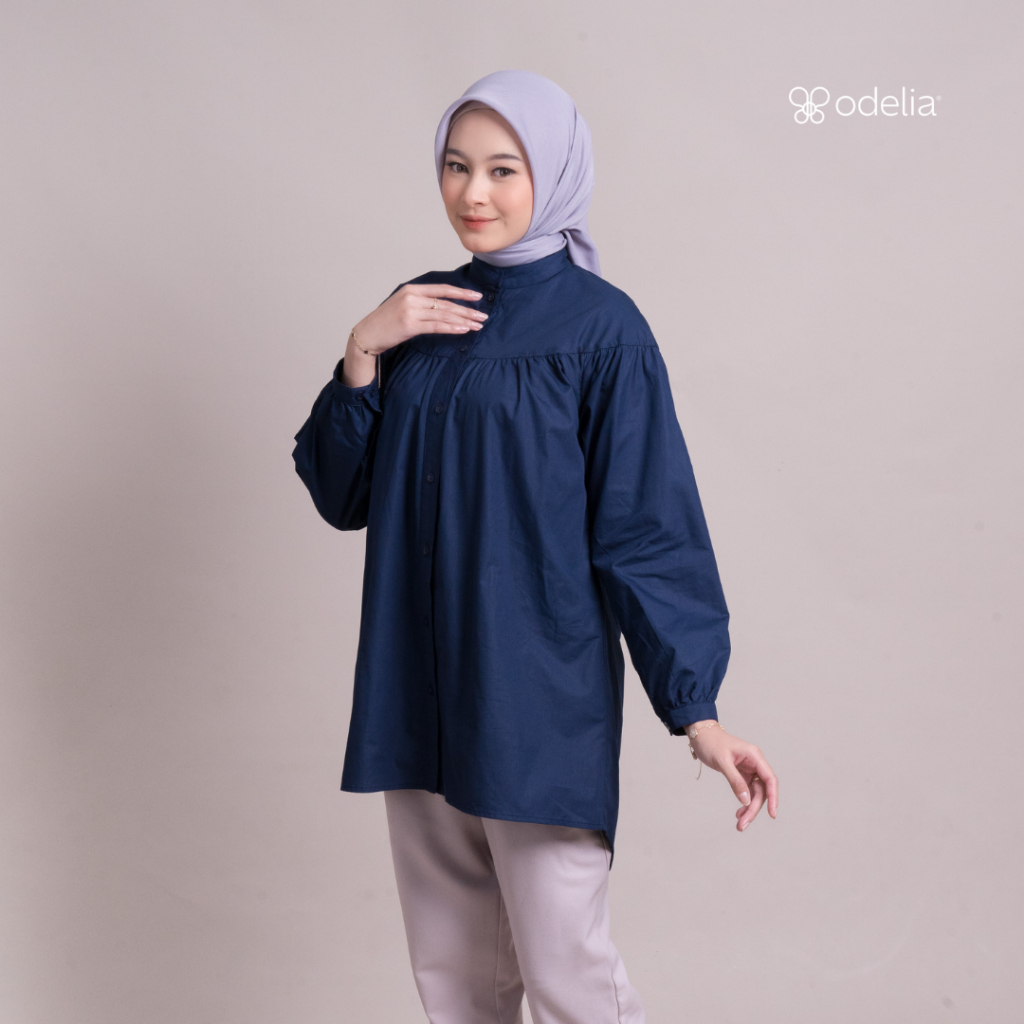 Jual [FREE GIFT] Odelia - Navy ( Carmia Shirt ) I Kemeja Kerja I Kemeja Wanita I Shirt wanita ...