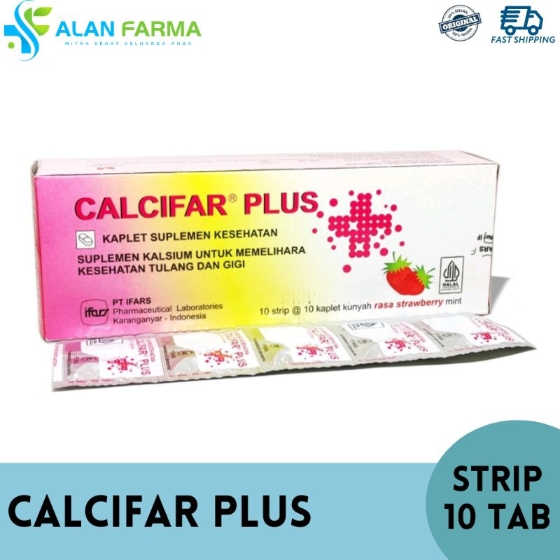 Jual Calcifar Plus Strip isi 10 Tablet Kunyah | Suplemen Kalsium Ibu ...