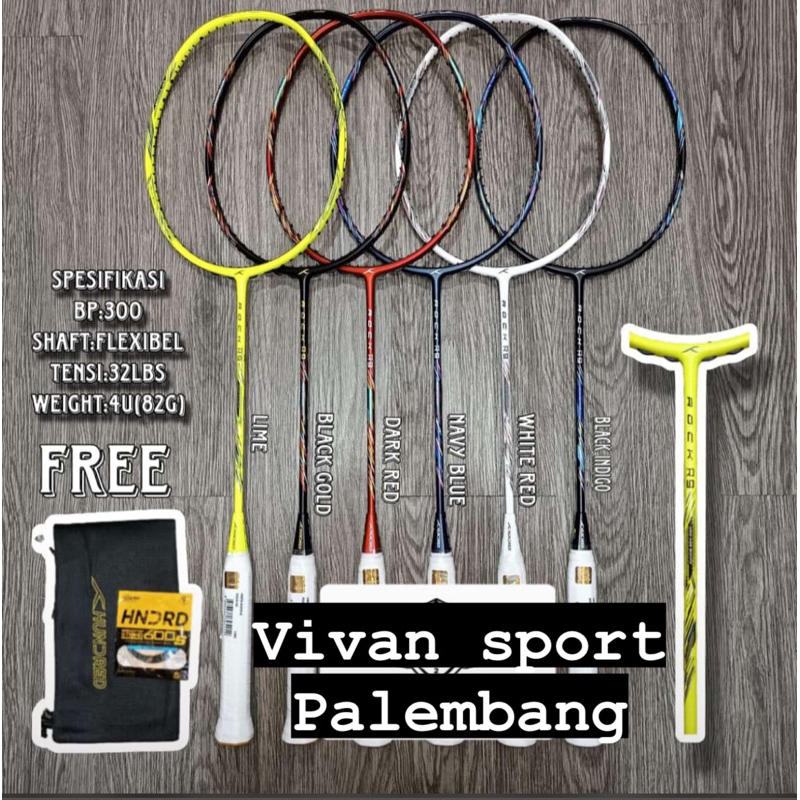 Jual Raket Badminton Hundred Rock R9 Bonus Tas Kain Senar dan Grip ...