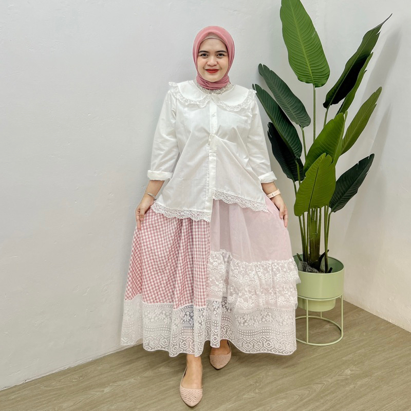 Jual Rok lucu kombinasi polos brukat (Askirt) | Shopee Indonesia